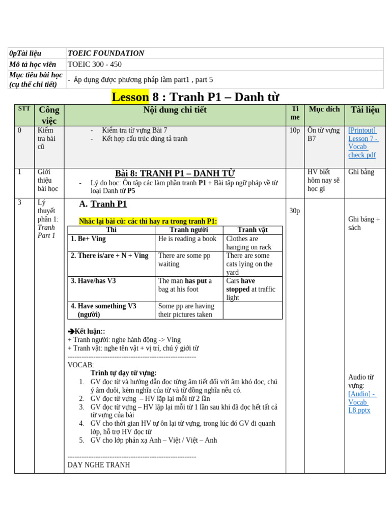 Lesson Plan - B8 | PDF