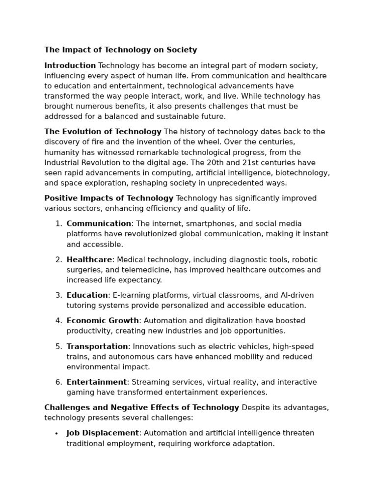 Technology's Dual Impact on Society | PDF | Automation | Economies