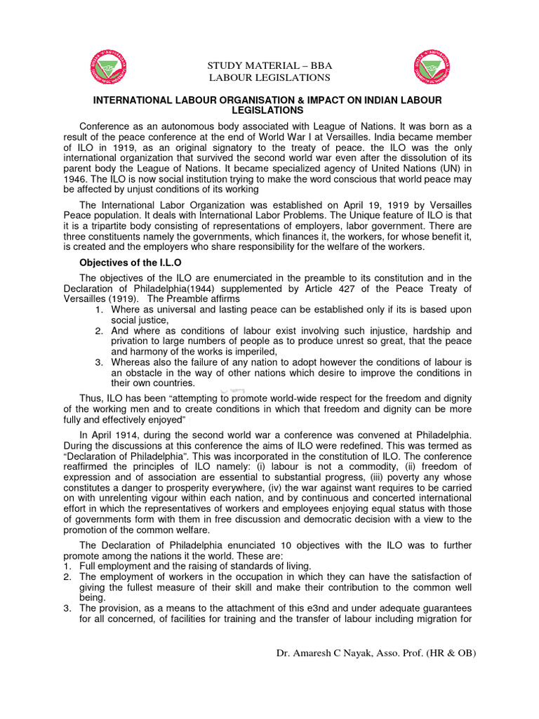 ILO's Role and Impact on Indian Labor | PDF | International Labour ...