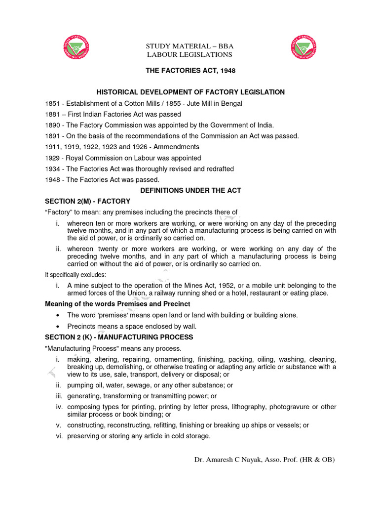 Evolution of Factory Legislation in India | PDF | Belt (Mechanical ...