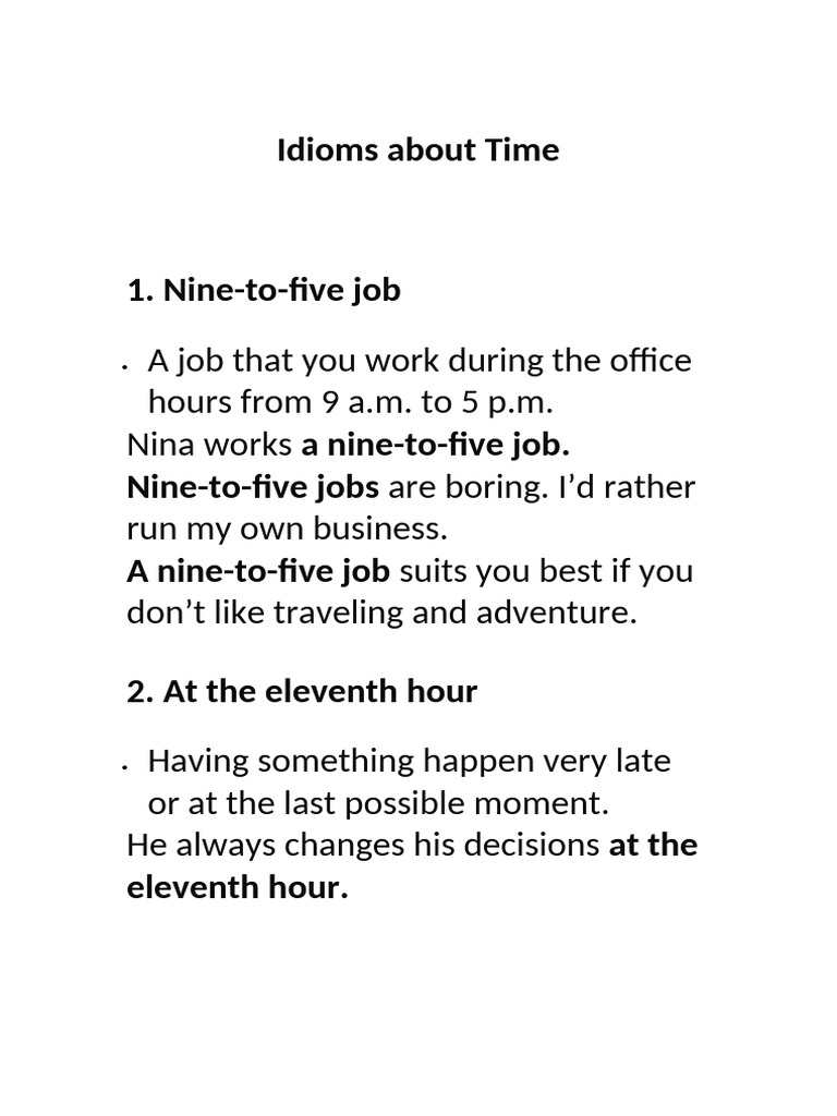 Time-Related Idioms Explained | PDF