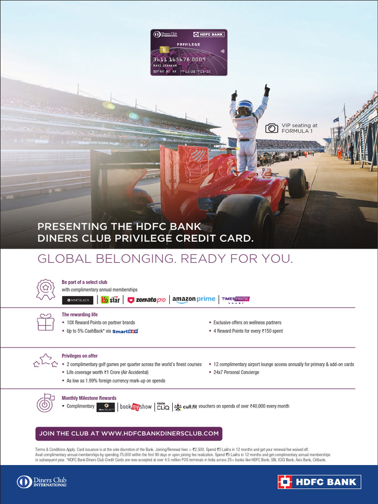 HDFC Diners Club Privilege Card Benefits | PDF | Credit Card | Loyalty ...