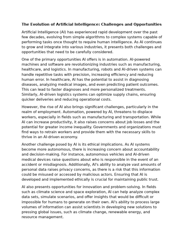 The Evolution of Artificial Intelligence | PDF | Artificial ...