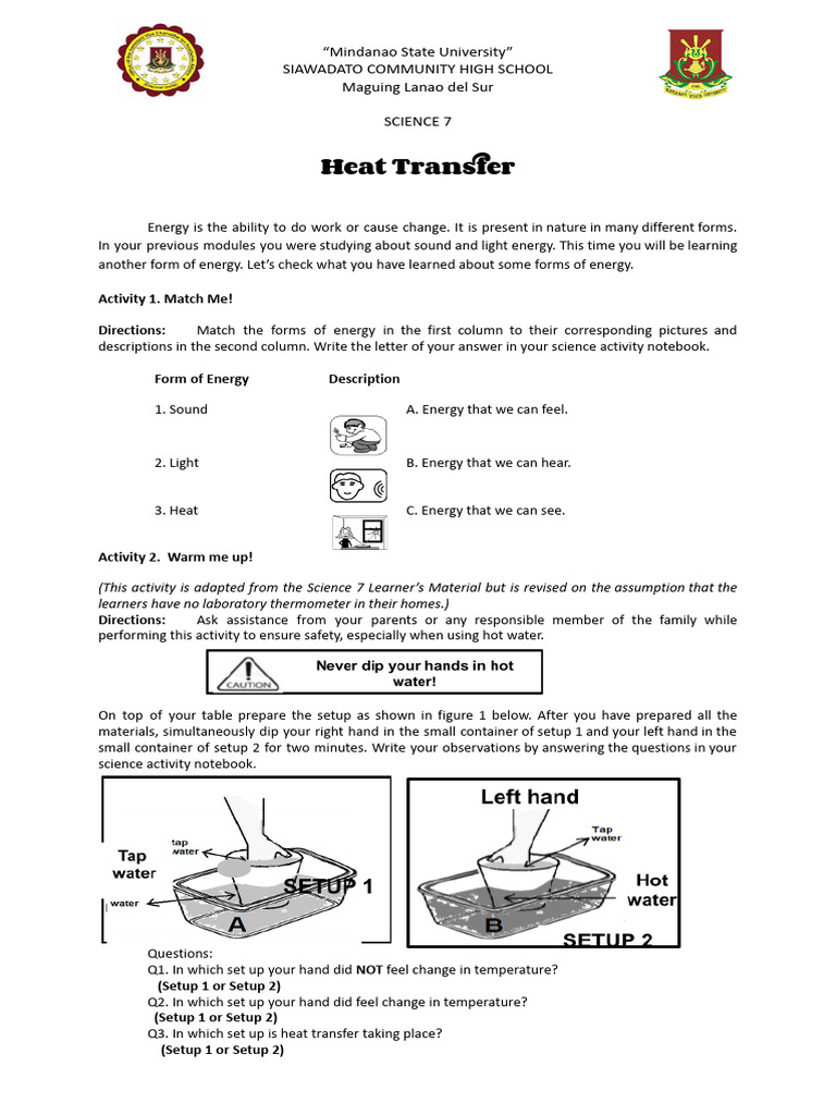 Heat Transfer Concepts for Science 7 | PDF