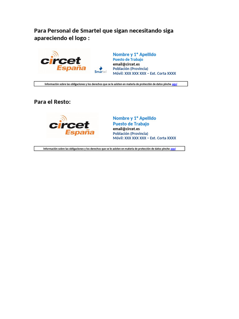 Modelo de Firma - Smartel y Circet | PDF