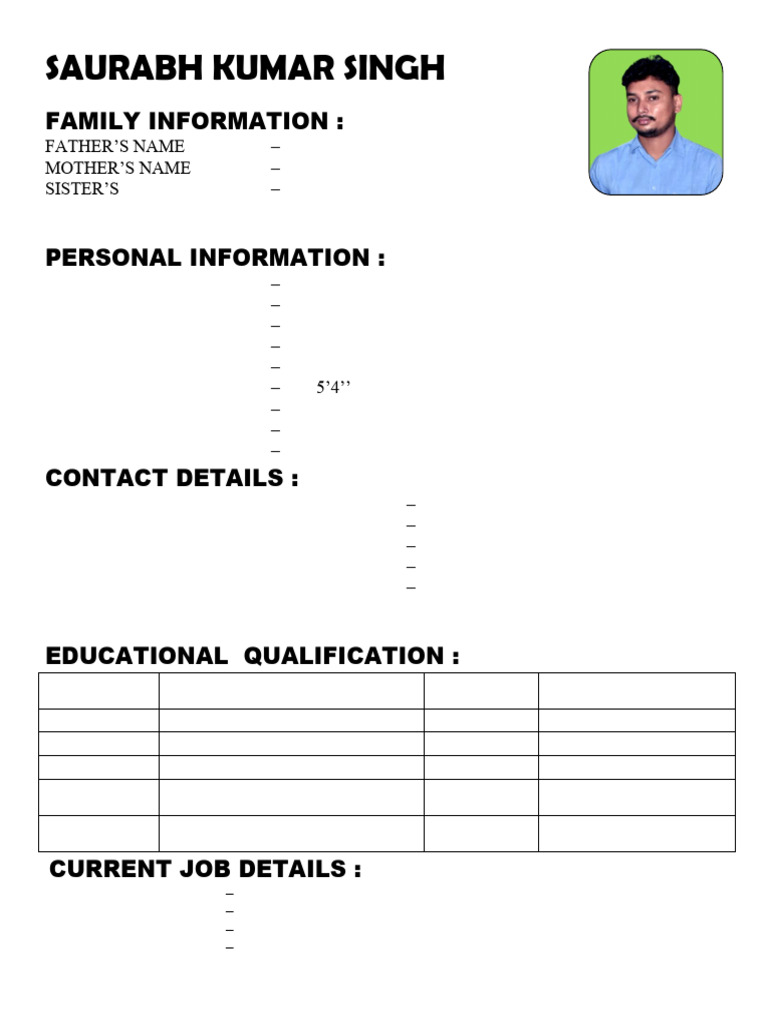 Saurabh Marraige Biodata | PDF