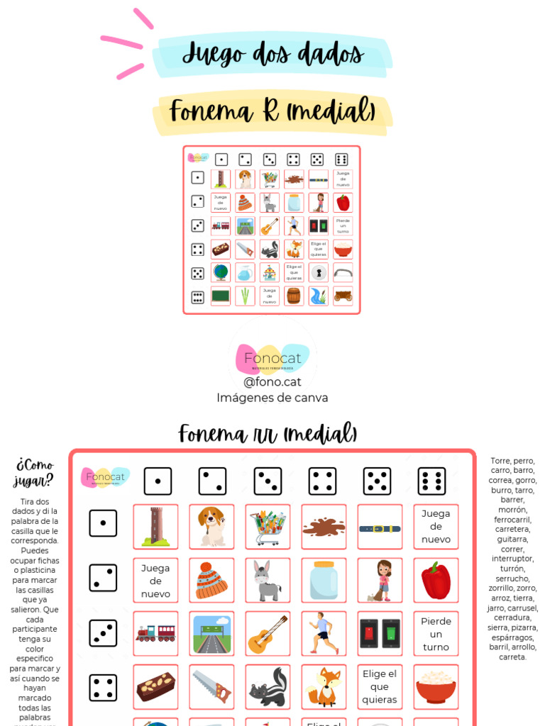 Juegos para practicar el fonema R | PDF