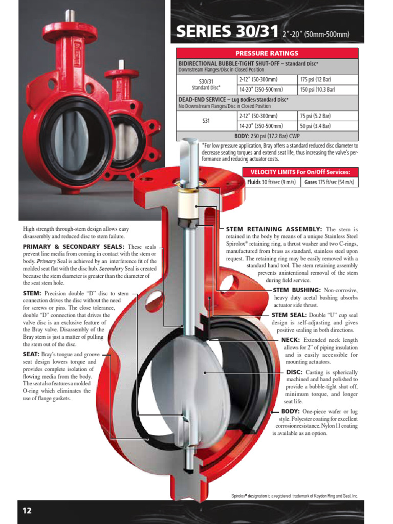 Bray Series 30 31 Butterfly Valve | PDF | Valve | Stainless Steel