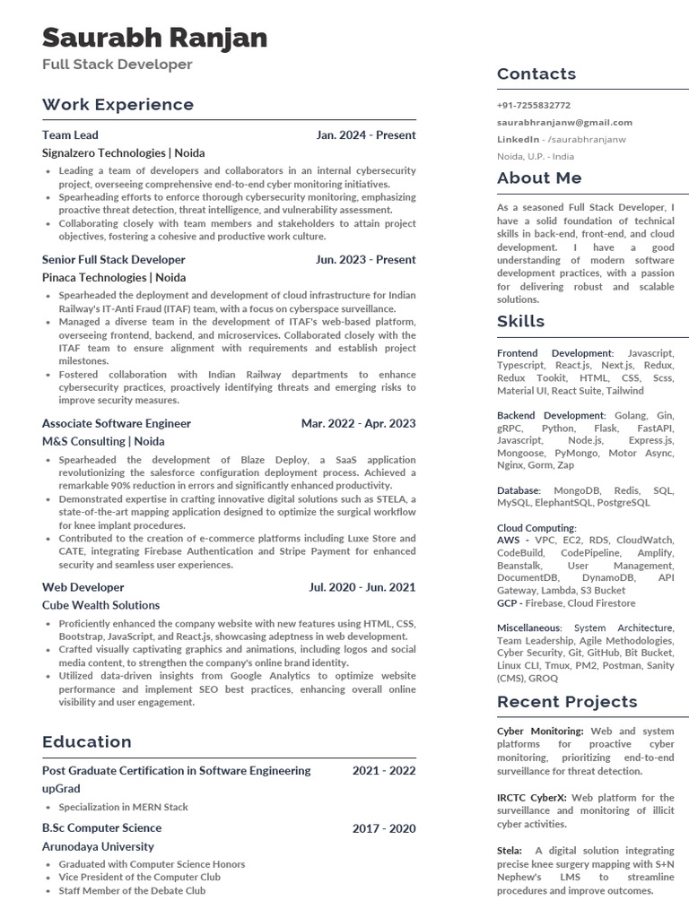 RESUME_SAURABH_RANJAN | PDF | Computer Security | Security