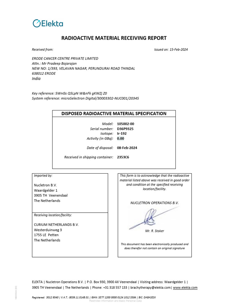 Radioactive Material Receipt Report | PDF | Chemical Elements | Atoms