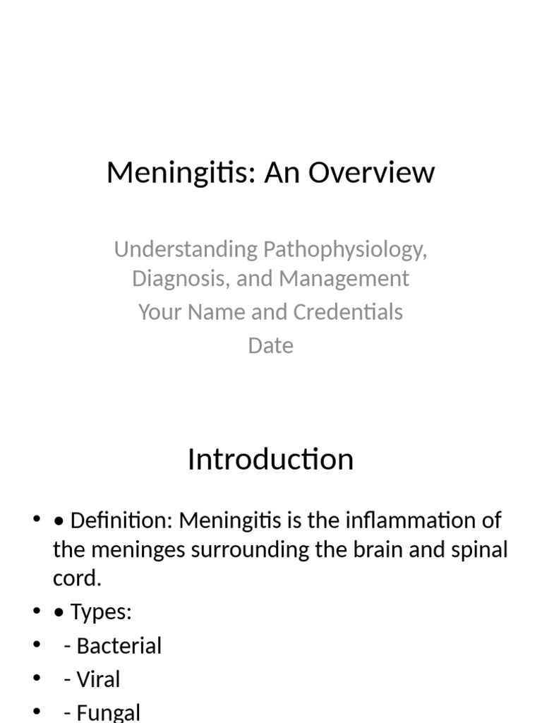 Meningitis Presentation | PDF