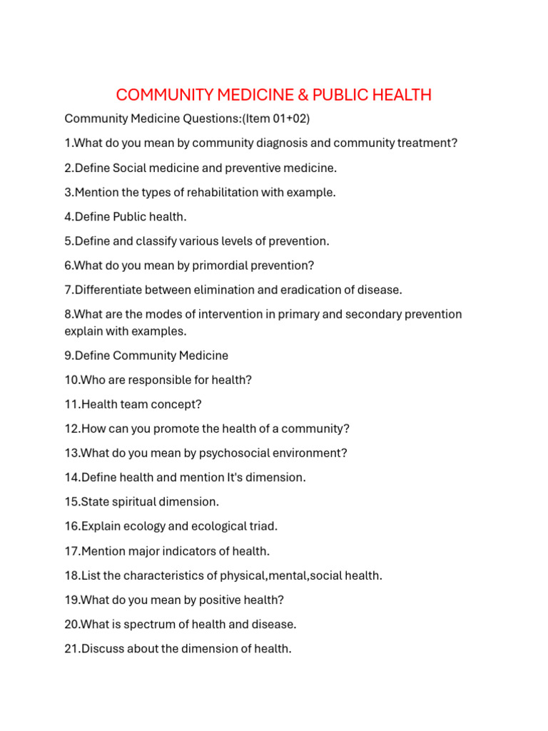 Community Medicine and Public Health Insights | PDF