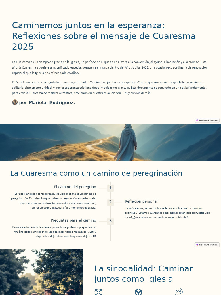 Caminemos Juntos en La Esperanza Reflexiones Sobre El Mensaje de Cuaresma 2025 | PDF | Gracia ...