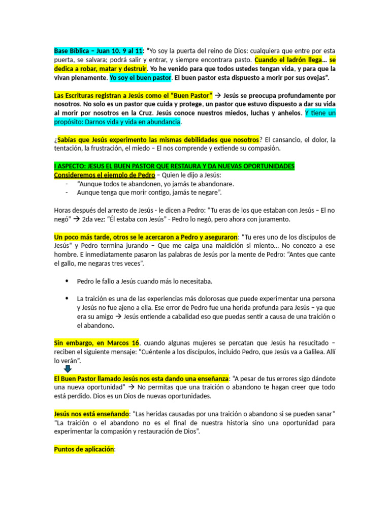 Jesús, el Buen Pastor que Restaura y Provee | PDF | Oración | Jesús