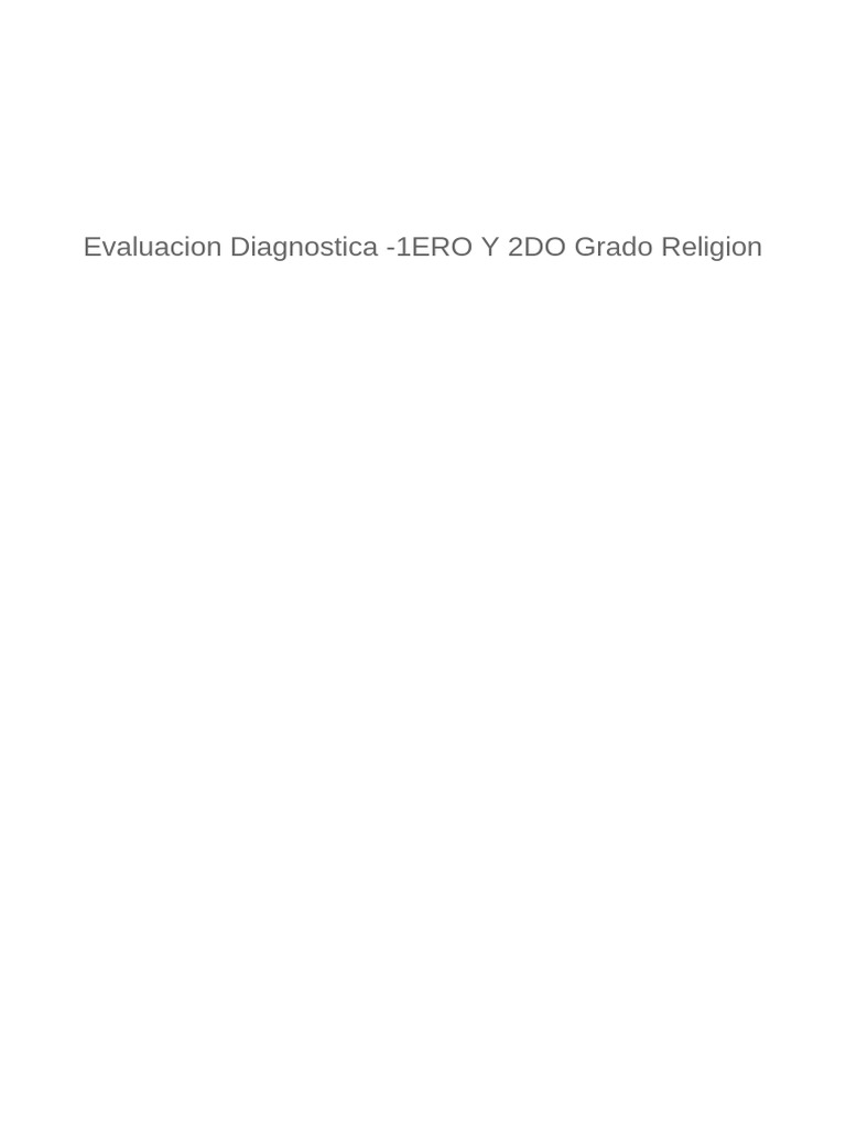 Evaluacion Diagnostica 1ero y 2do Grado Religion | PDF