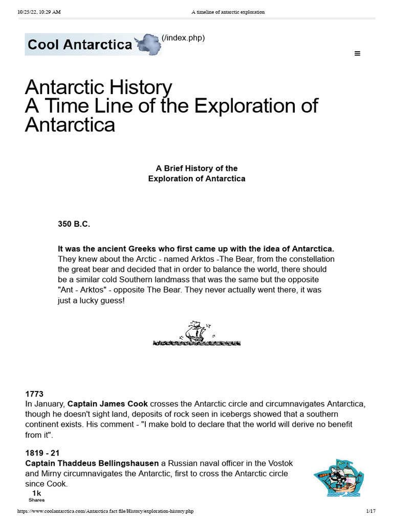 A Timeline of Antarctic Exploration | PDF | Antarctica | South Pole