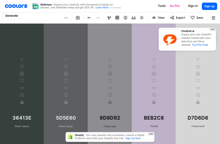 Color Palette for Skillshare Projects | PDF