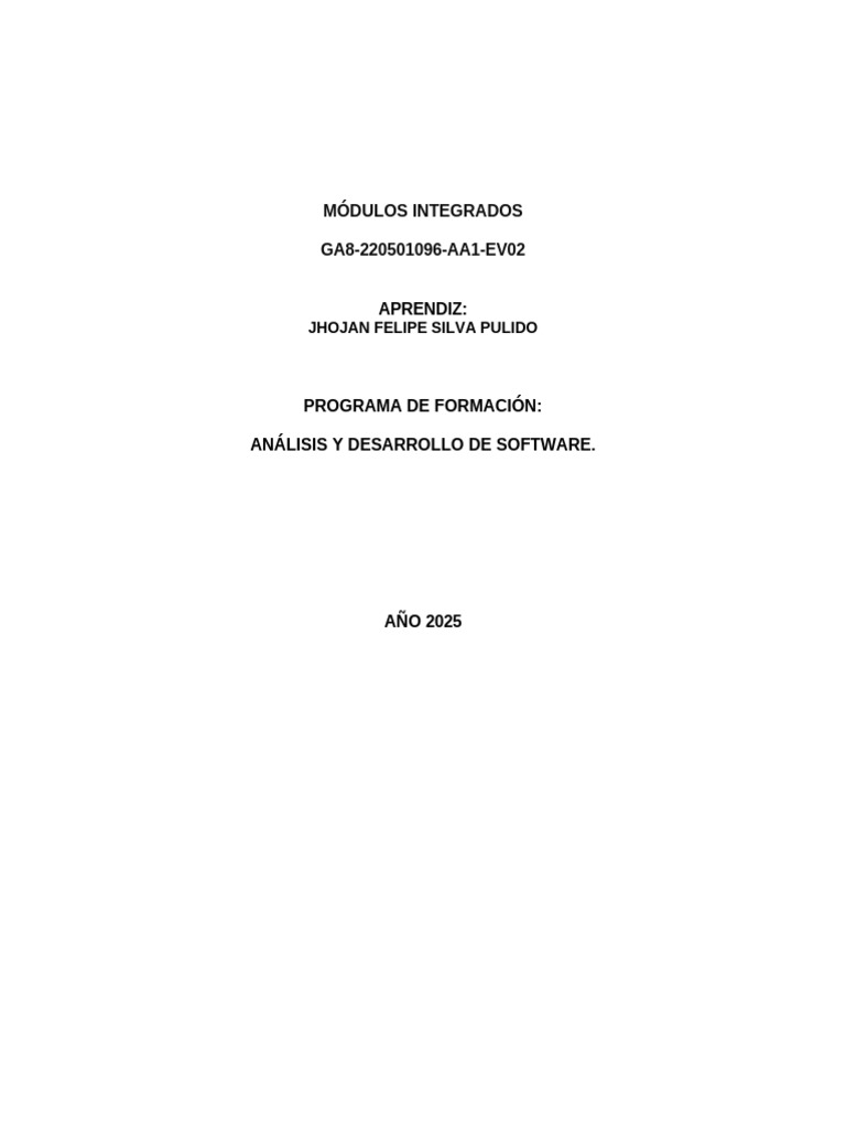 Modulos Integrados Ga8 220501096 Aa1 Ev02 | PDF | Software | Ingeniería de software