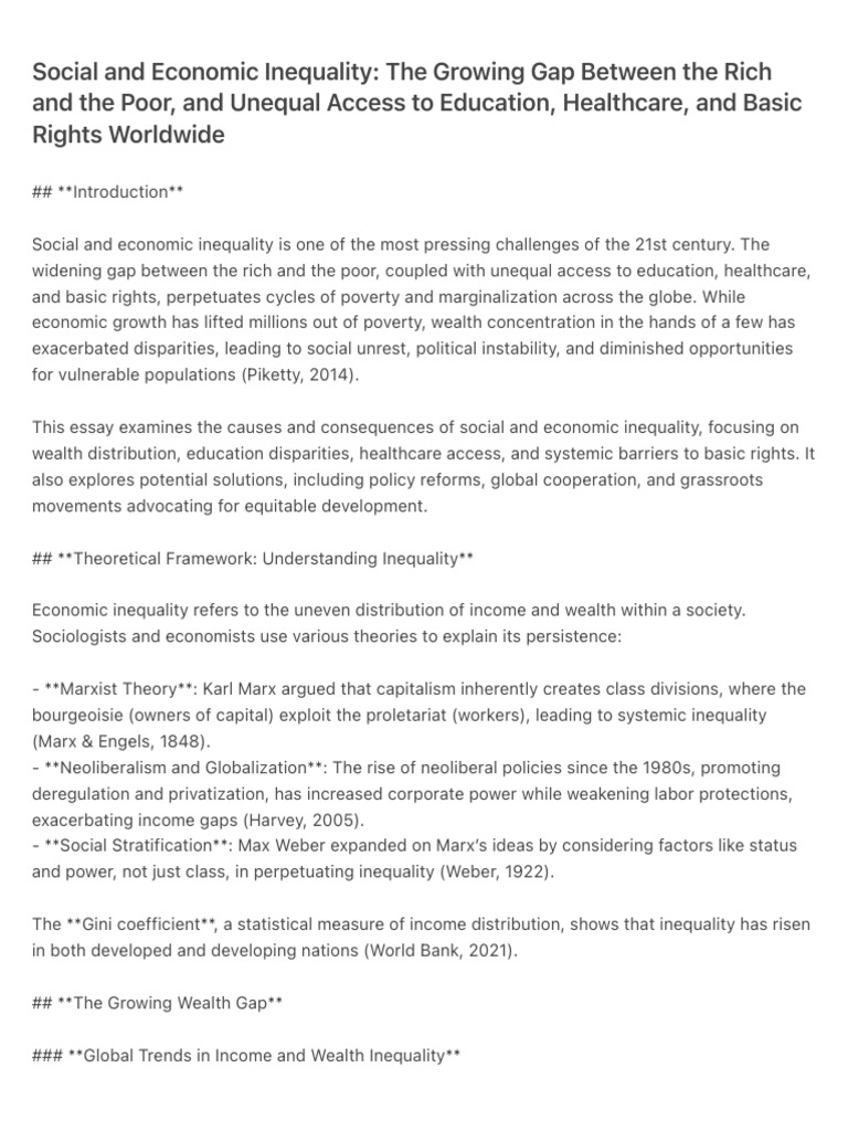 Social and Economic Inequality - The Growing Gap Between The Rich and ...