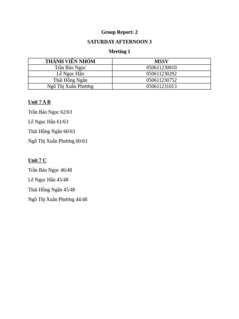 Saturday Afternoon Group 2 | PDF