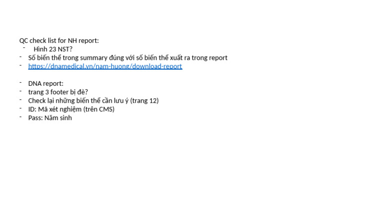 Report QC Check List | PDF