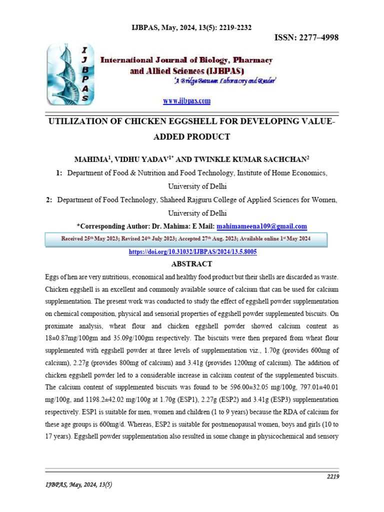 MS_IJBPAS_2024_8005 | PDF | Waste Management | Nutrition