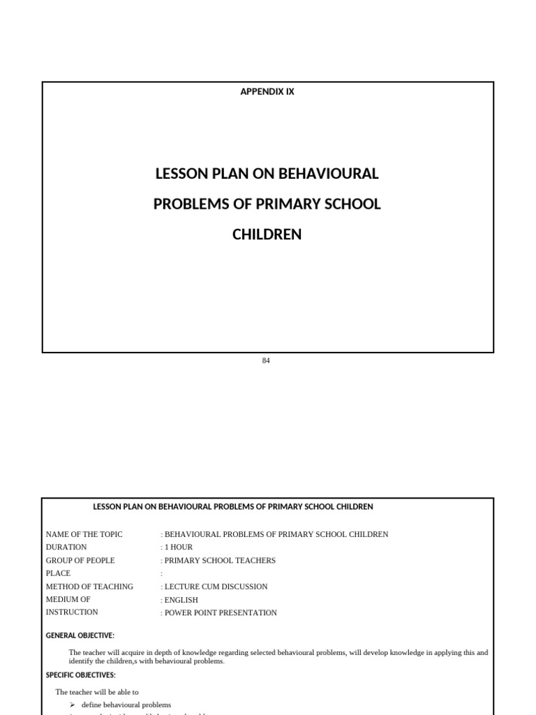 Behavioral Issues in Primary Children | PDF | Attention Deficit ...