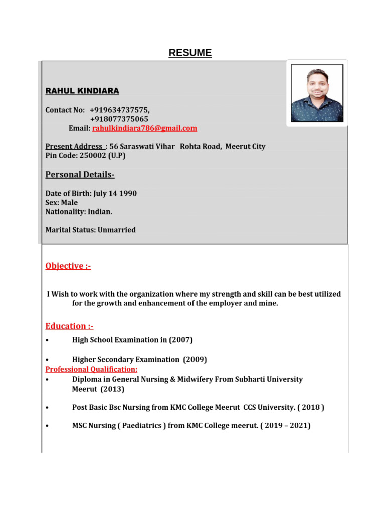 Rahul Kindiara Resumes CV | PDF