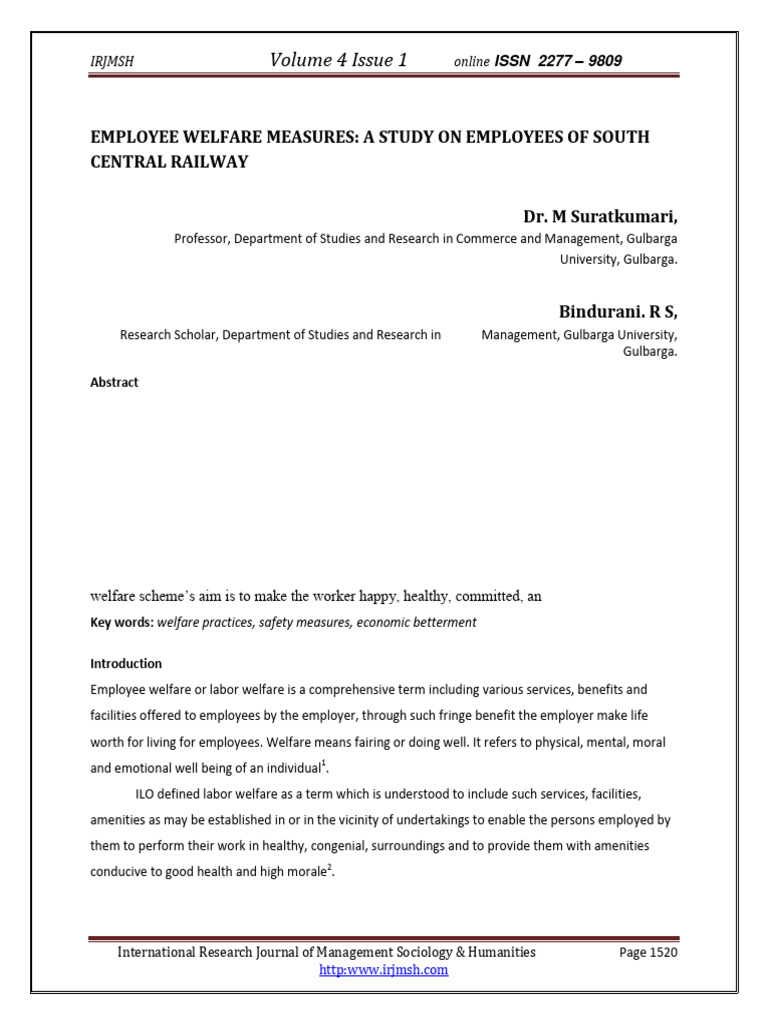 Employee Welfare Measures A Study On Emp | PDF | Employment | Business