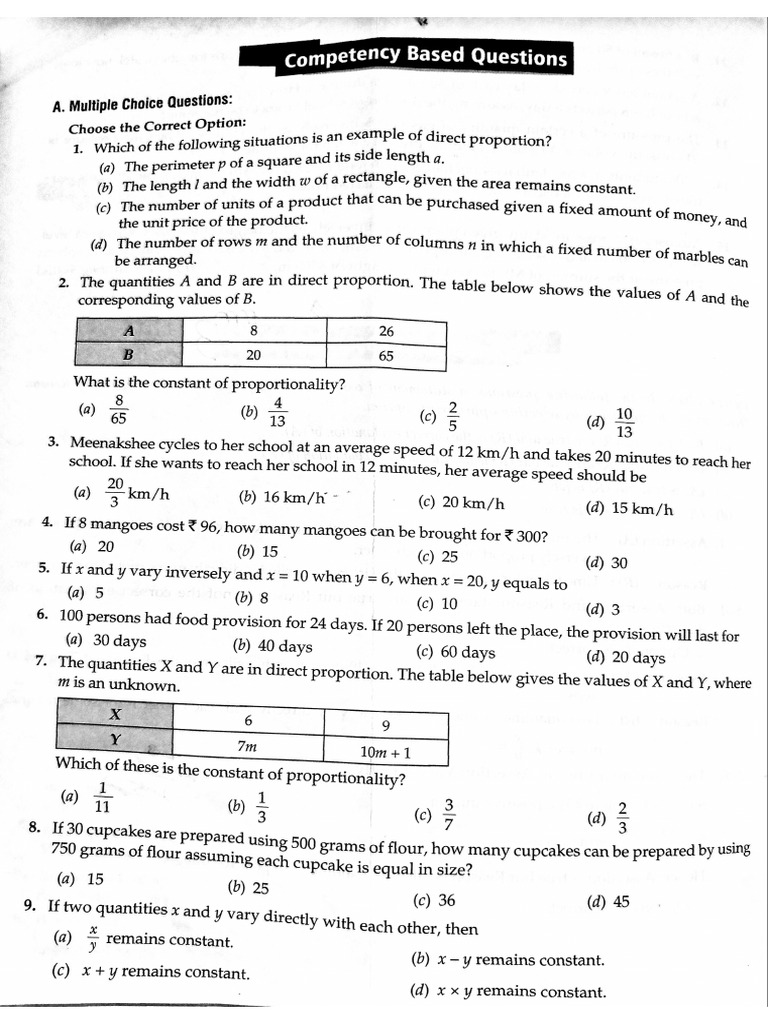 Direct and Inverse Class 8th | PDF