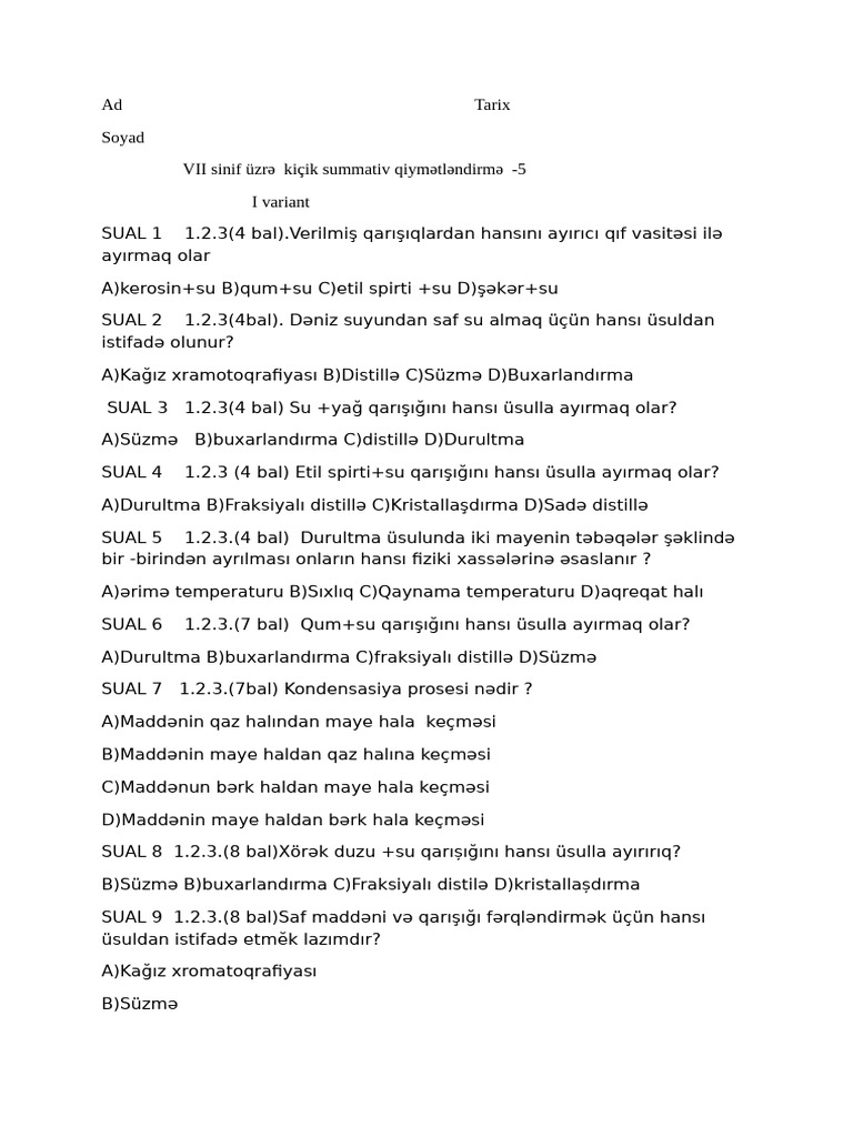 7 - Ci Sinif Kimya KSQ 5 | PDF