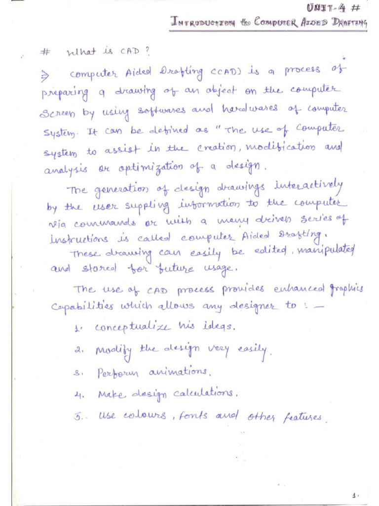 Hand Written Notes On Autocad | PDF