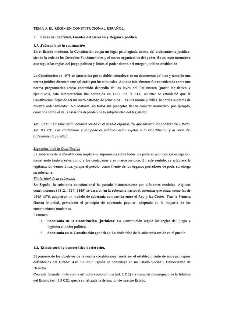 Tema 5 Instituciones | PDF | Constitución | Parlamento