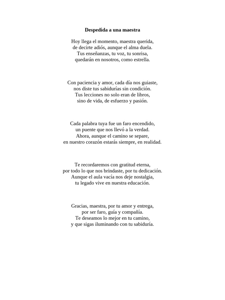 Despedida a una Maestra Jubilada | PDF