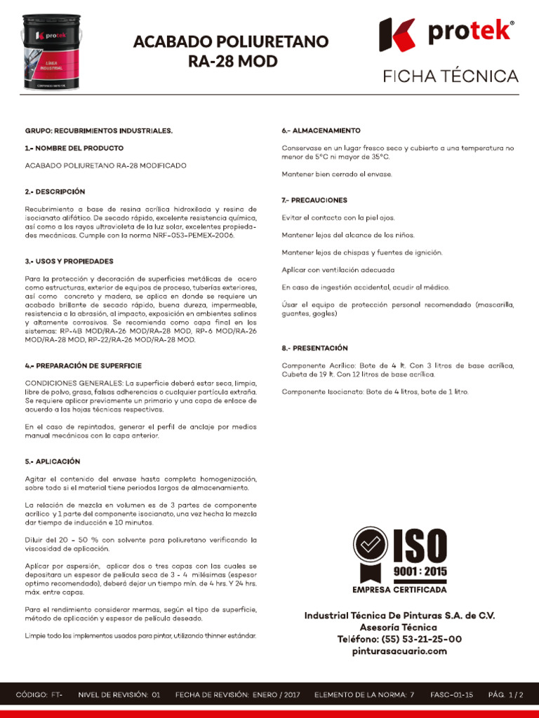 FT - 164 (00) Acabado Poliuretano Ra-28 Modificado | PDF