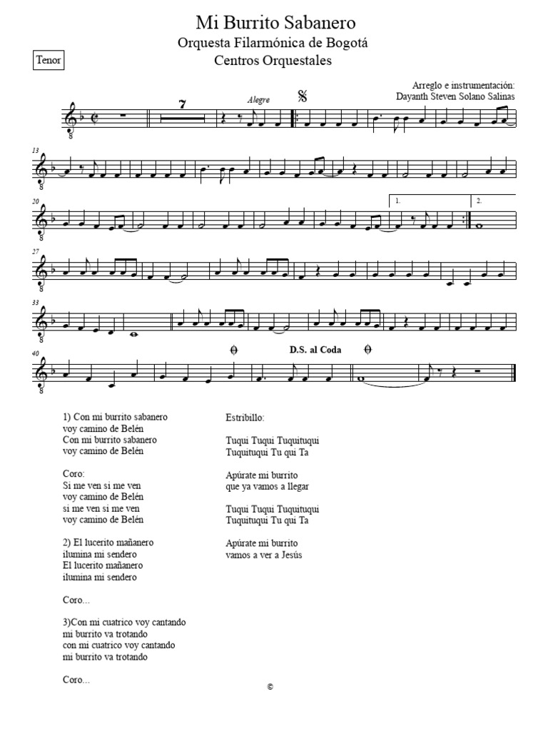 Mi Burrito Sabanero OFB Alto Sax 1 | PDF