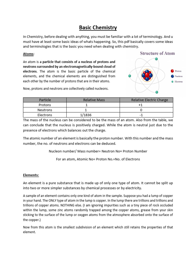 Basic Chemistry For Beginners Easy To Understand | PDF | Ion | Atoms