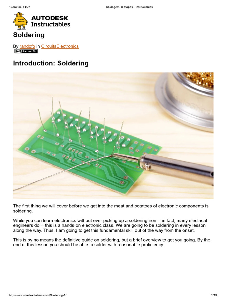 Soldagem_ 8 etapas - Instructables | PDF | Placa de circuito impresso | Circuitos eletrônicos