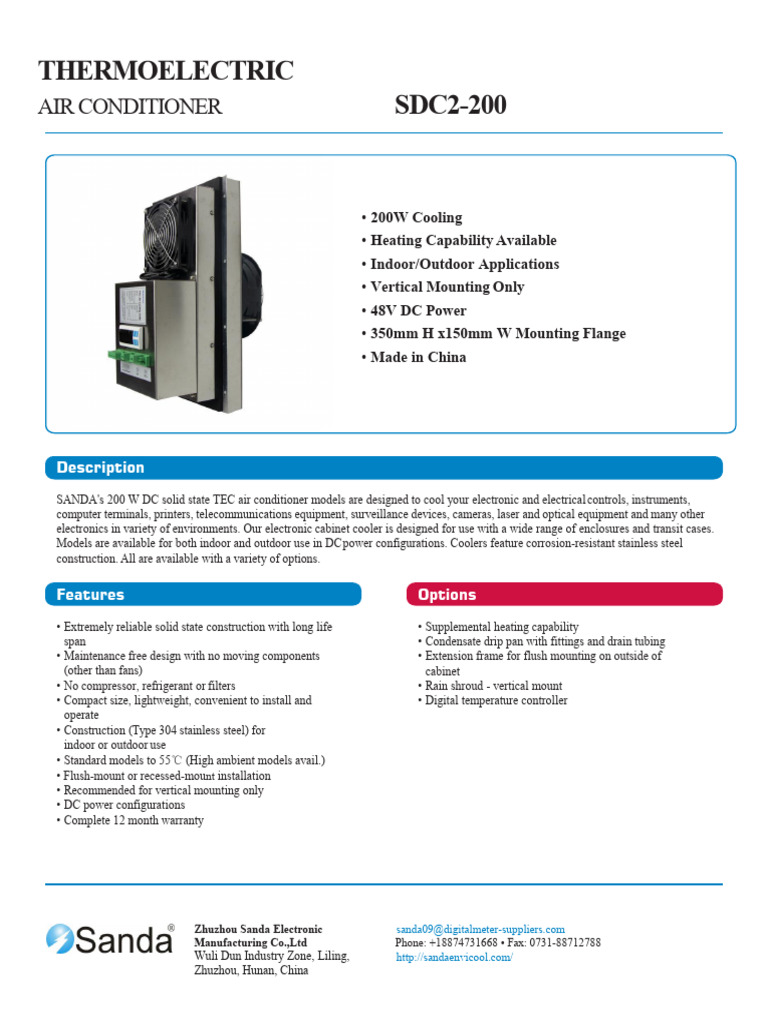 TEC Air Cooler User Manual SDC2-200 | PDF | Air Conditioning | Manufactured Goods