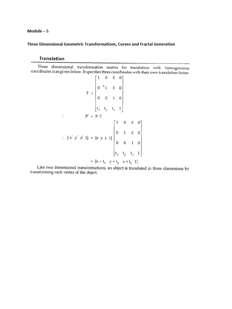 CG Module 5 3D Geometric Transformations - Curves and Fractal ...