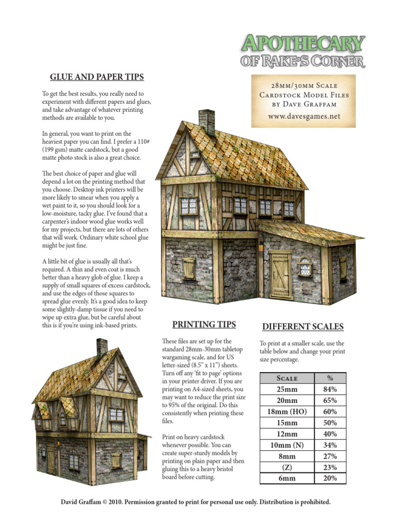 Apothecary of Rake S Corner Paper Model | PDF | Paper | Office Equipment