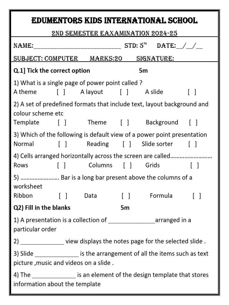 5th Computer 2nd Sem | PDF