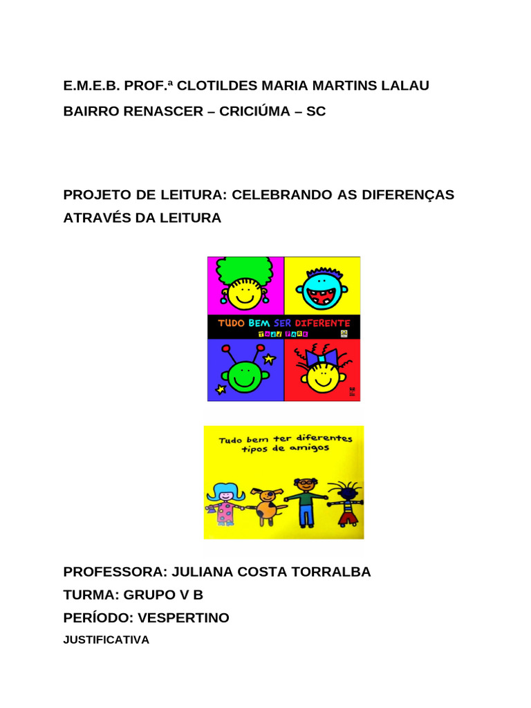 Projeto de Leitura - 2025 - Juliana Costa Torralba | PDF | Aprendizado | Empatia