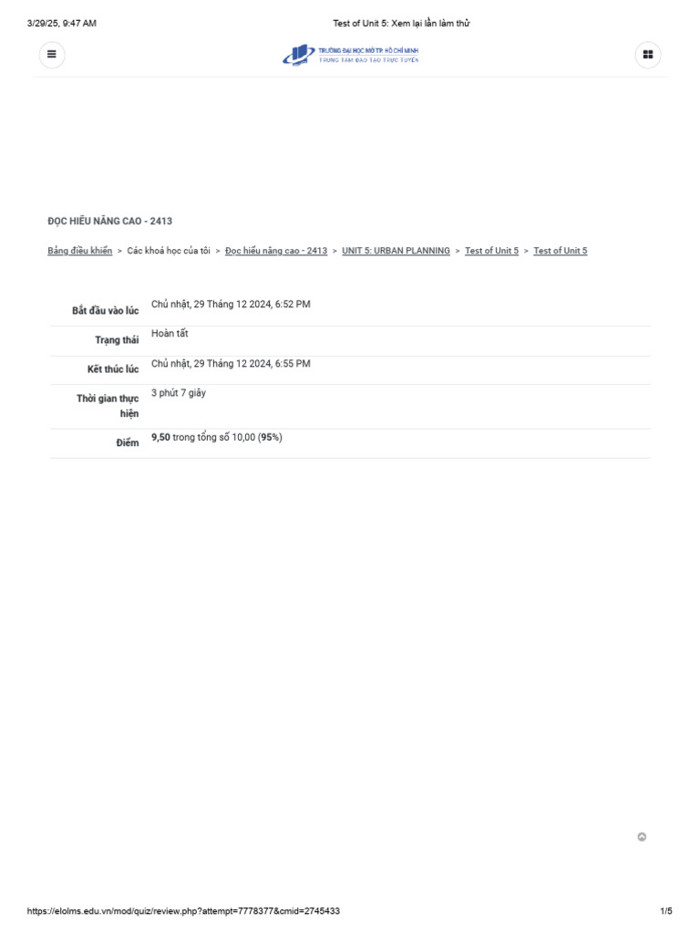 Test of Unit 5 - Xem lại lần làm thử | PDF | Convenience Store