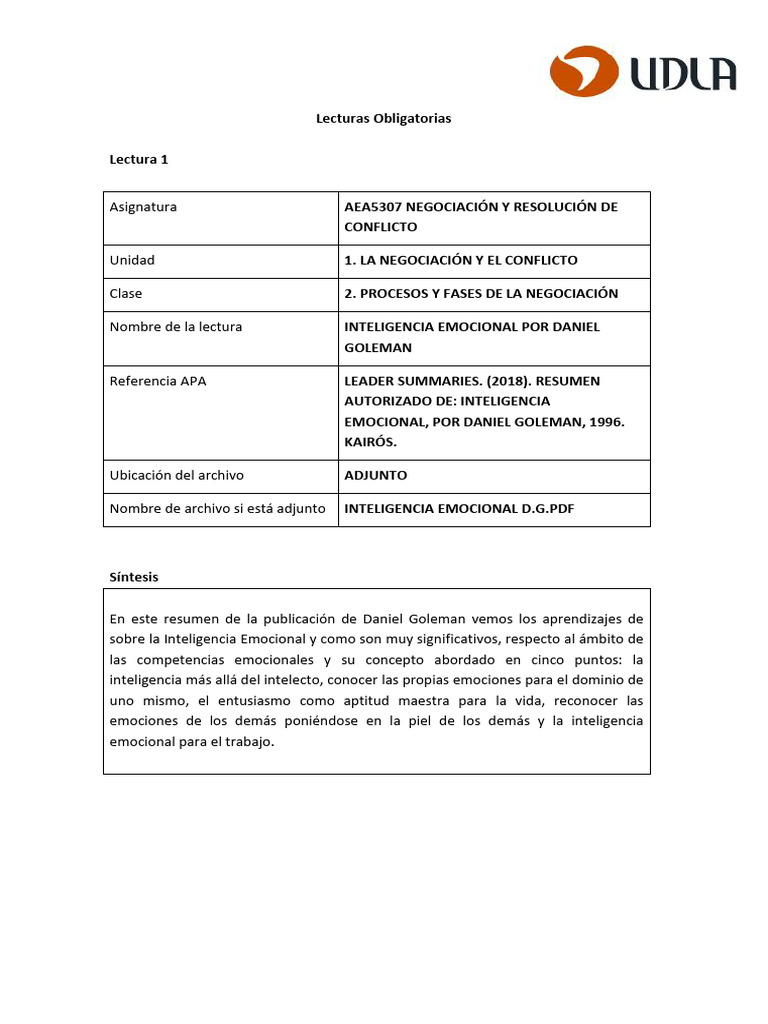 C2 - Lectura - Inteligencia Emocional | PDF