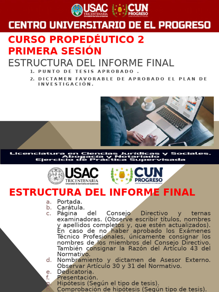 Curso Propedéutico 2 - Estructura Del Informe Final | PDF | Bibliografía | Titulo academico