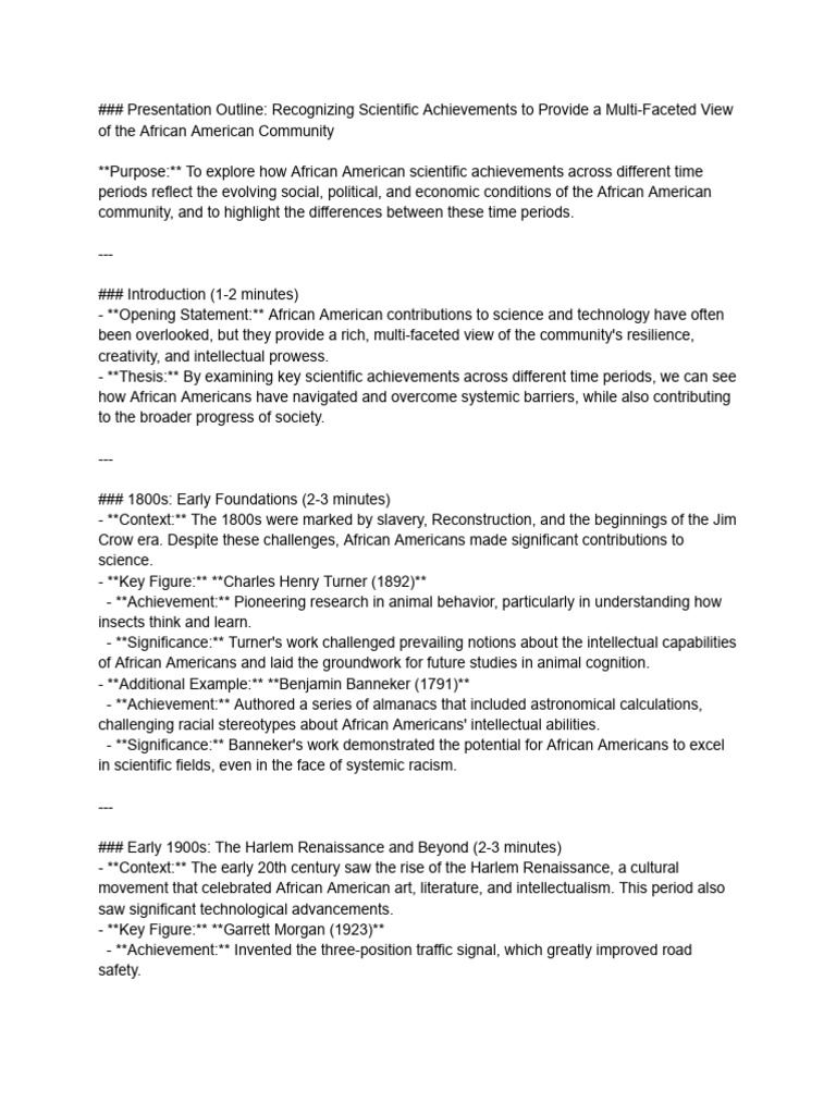 Purpose_To Explore How African American Scientific Achievements Across ...