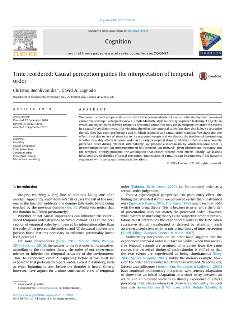 Time reordered Causal perception guides the interpretation of temporal | PDF | Causality ...