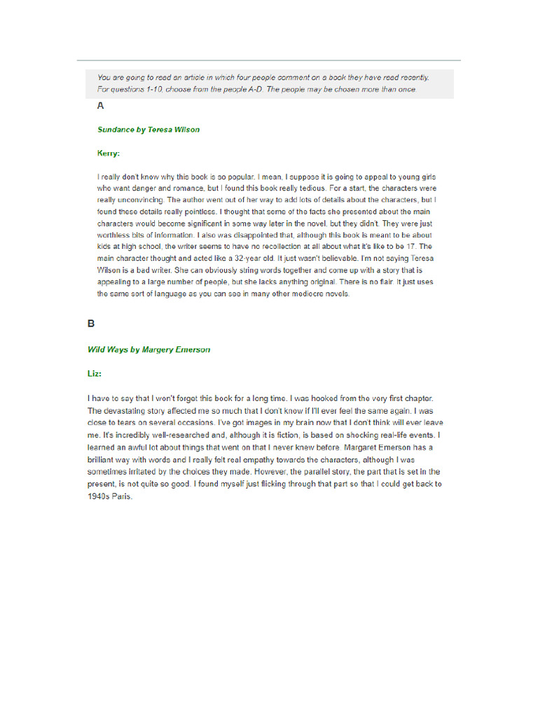 Reading Exercise First | PDF