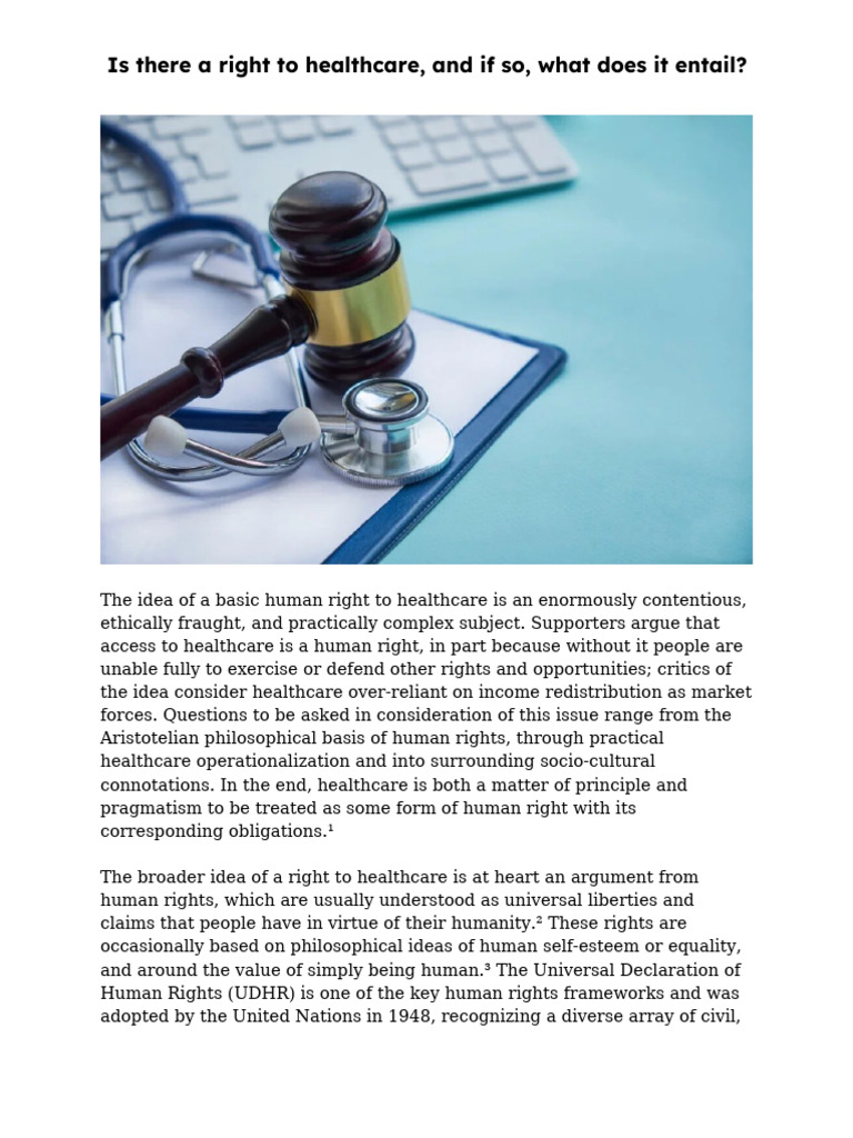 Is There A Right To Healthcare, and If So, What Does It Entail | PDF ...
